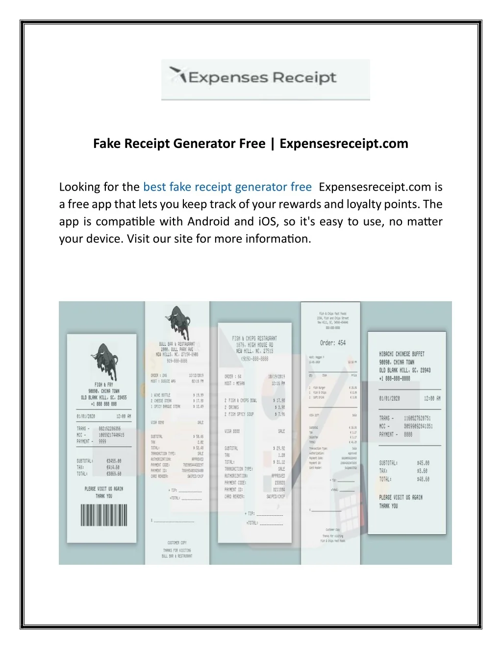 PPT - Fake Receipt Generator Free Expensesreceipt.com 4 PowerPoint ...