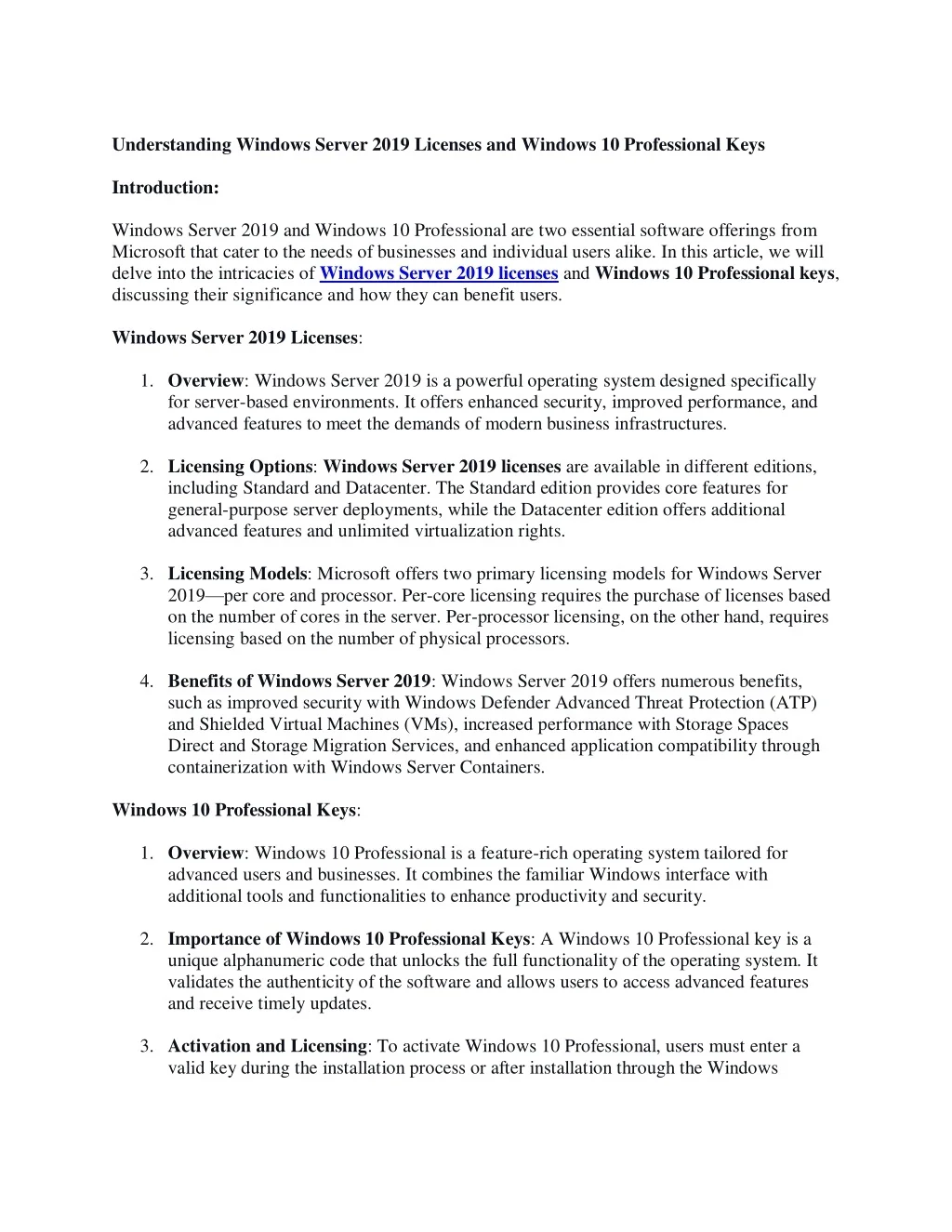PPT - Understanding Windows Server 2019 Licenses and Windows 10 ...