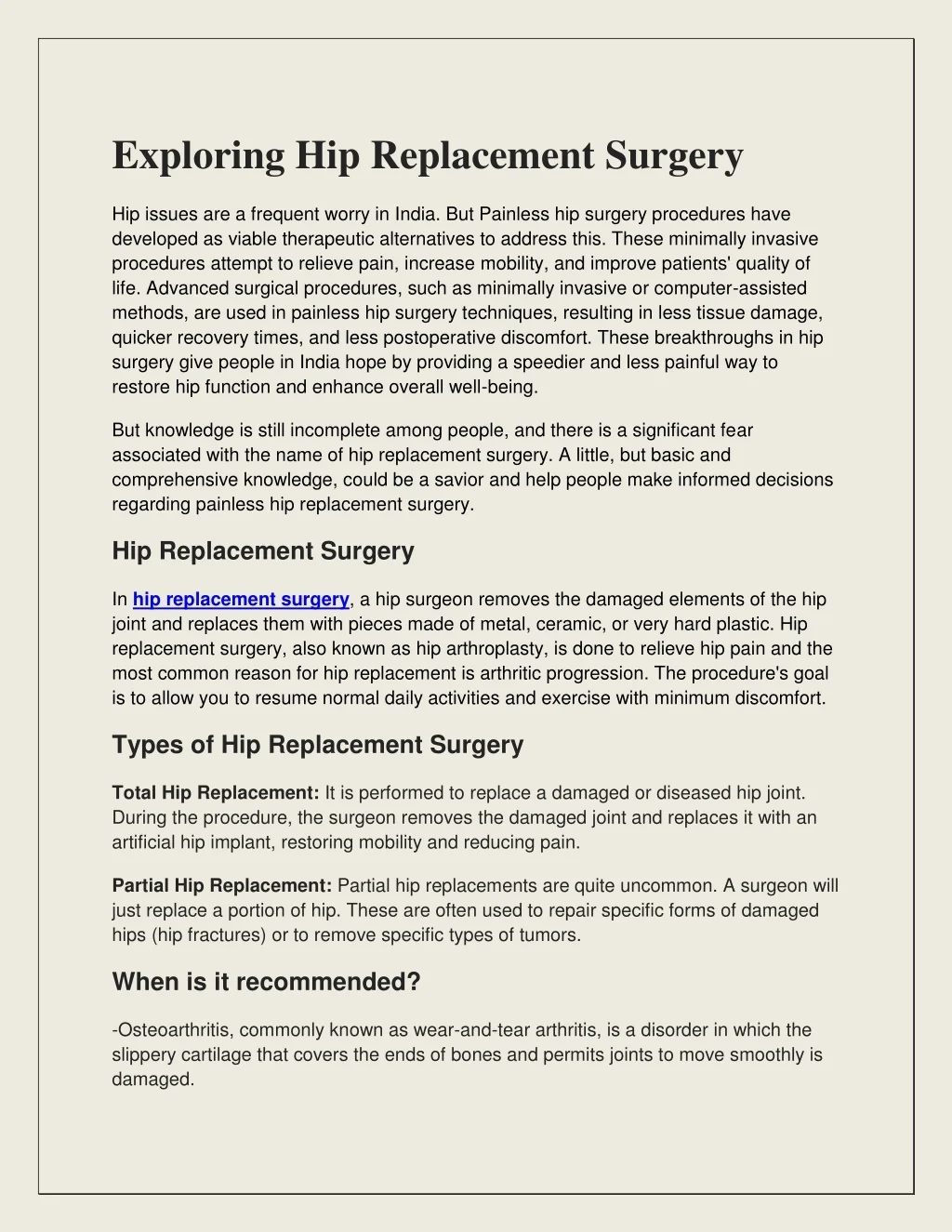 PPT - Exploring Hip Replacement Surgery PowerPoint Presentation, free ...