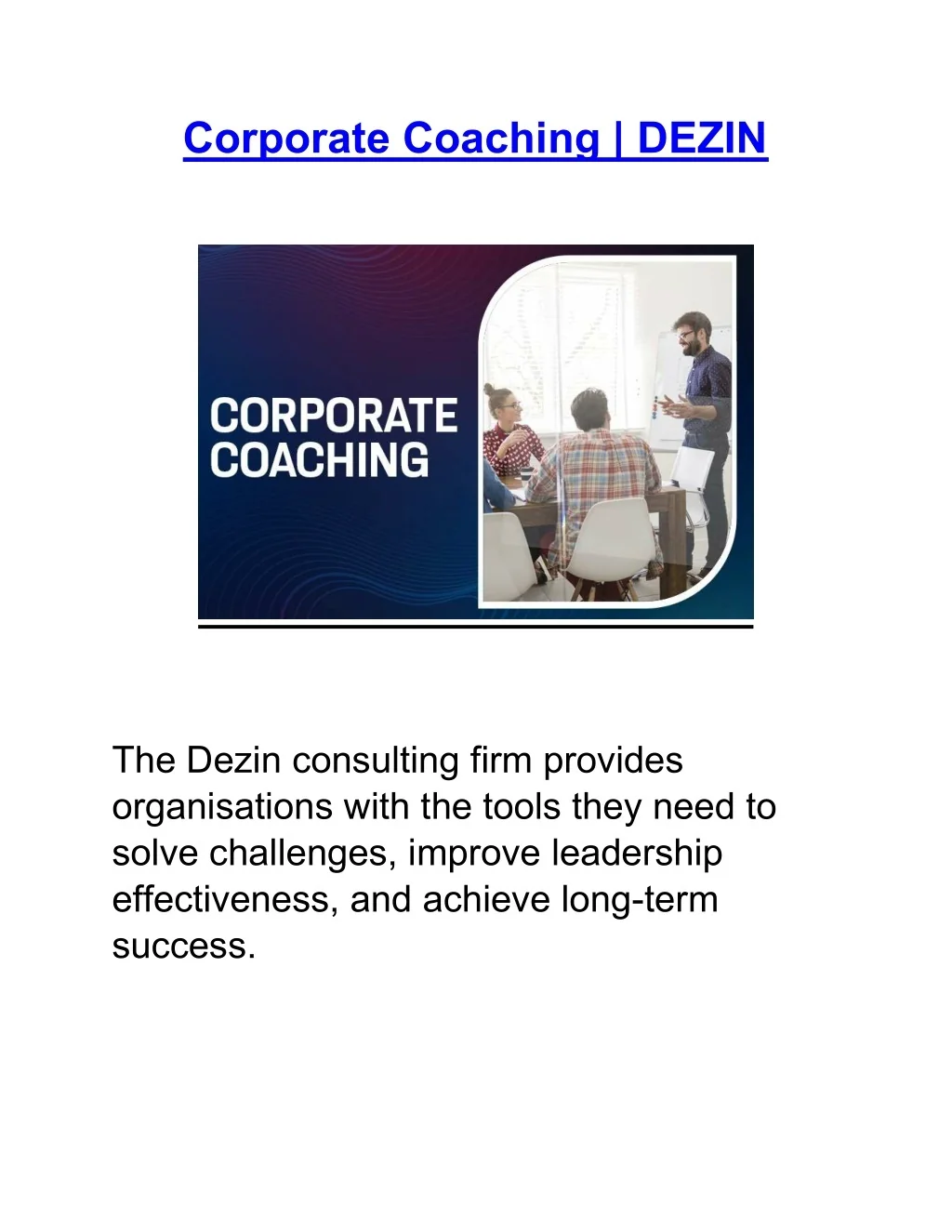 PPT - Corporate Coaching | DEZIN PowerPoint Presentation, free download ...