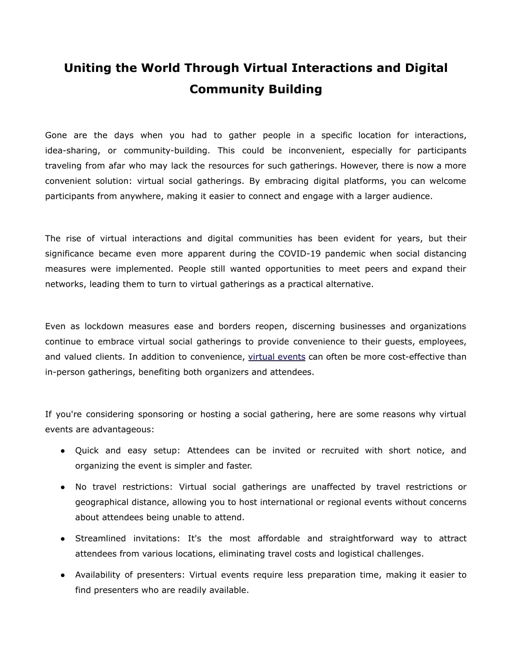 PPT - Uniting the World Through Virtual Interactions and Digital ...