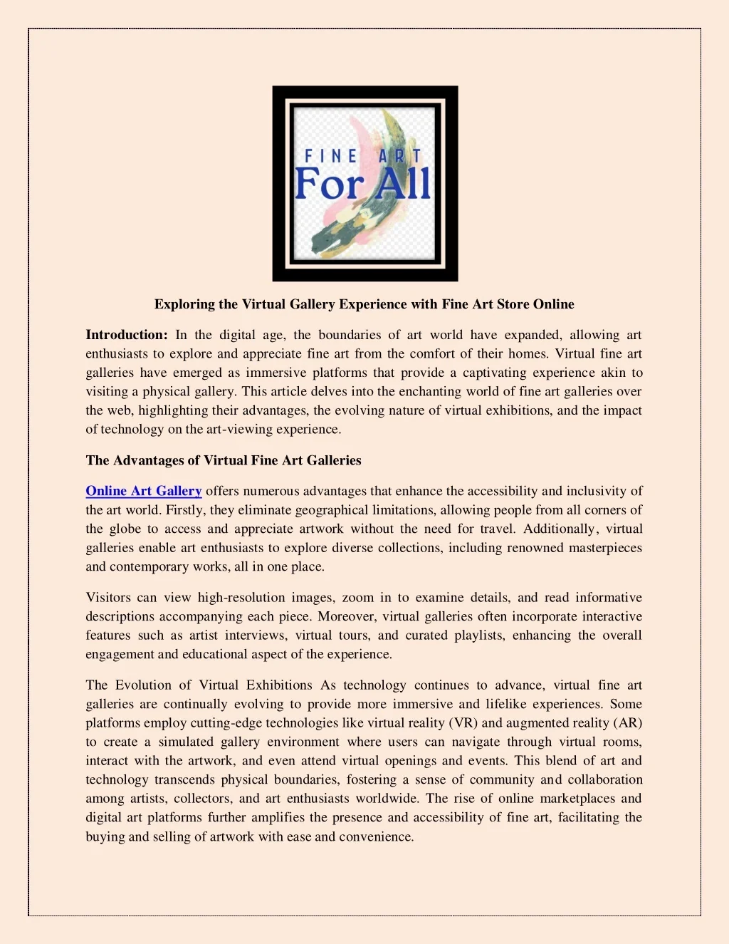 PPT - Exploring the Virtual Gallery Experience with Fine Art Store ...