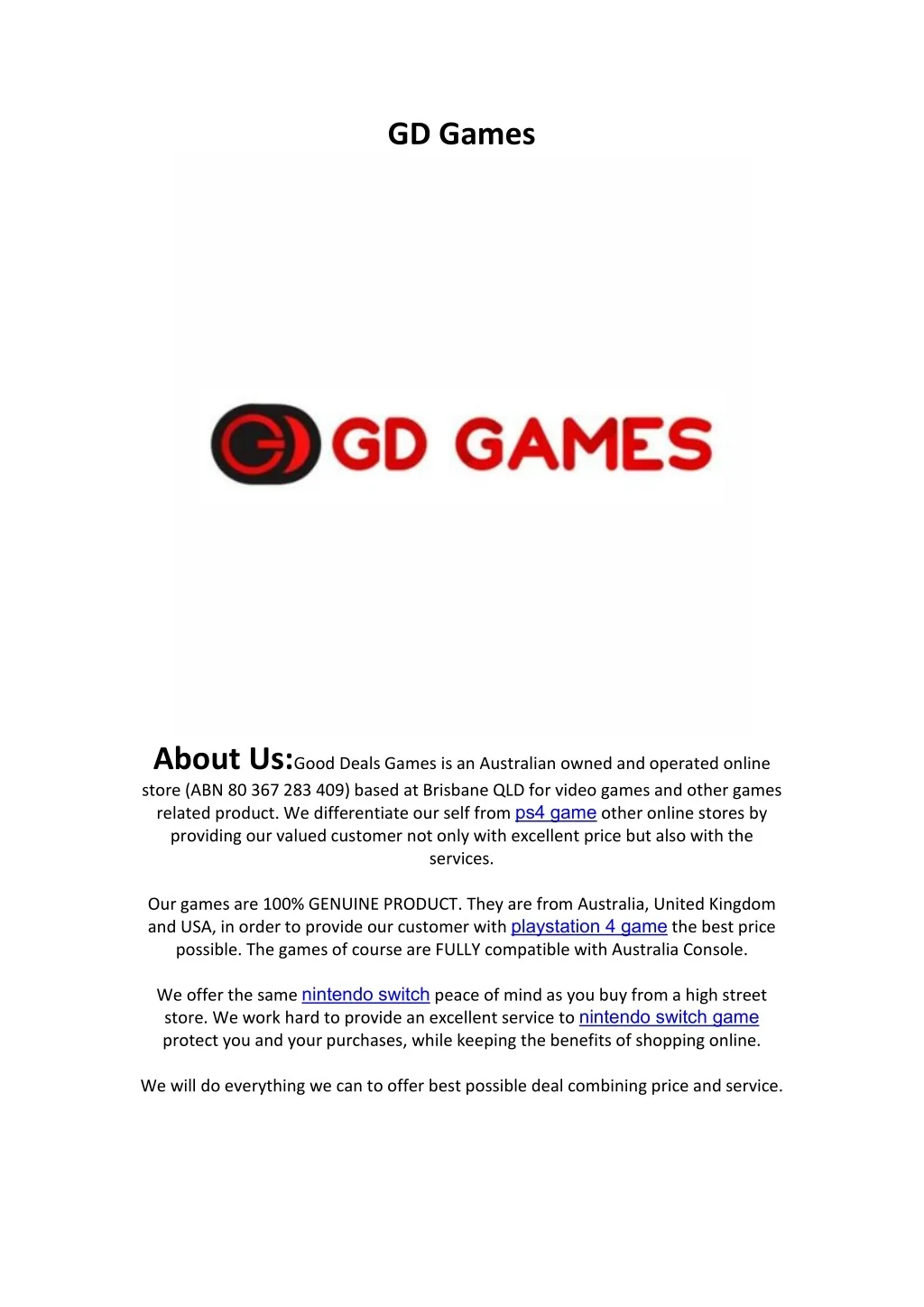 PPT - GD Games PowerPoint Presentation, free download - ID:12292390