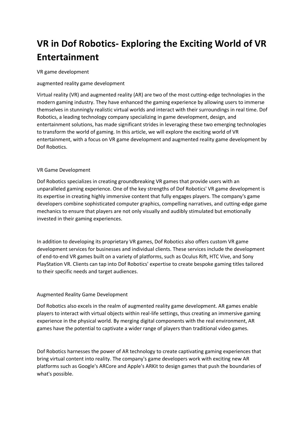 PPT - VR in Dof Robotics- Exploring the Exciting World of VR ...