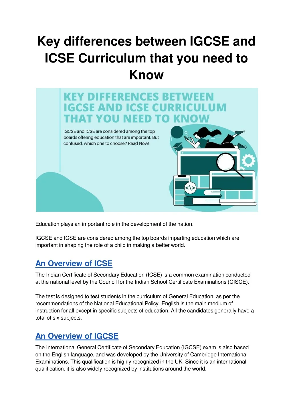 PPT - Key differences between IGCSE and ICSE Curriculum that you need ...