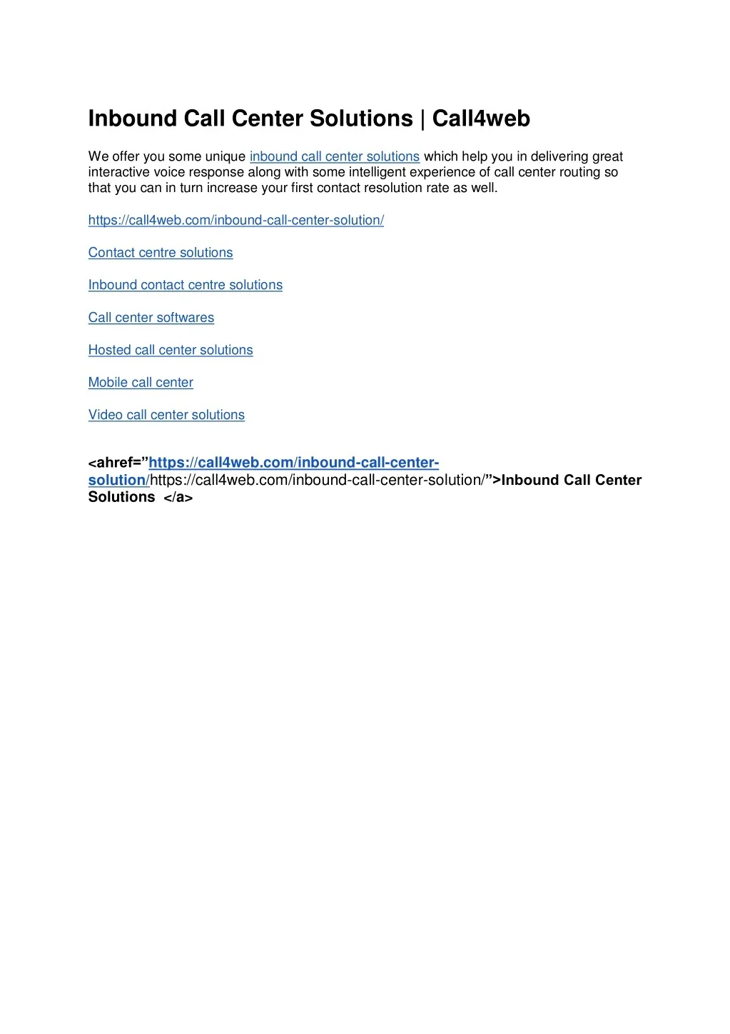 PPT - Inbound Inbound Call Center Solutions | Call4webCall Center ...