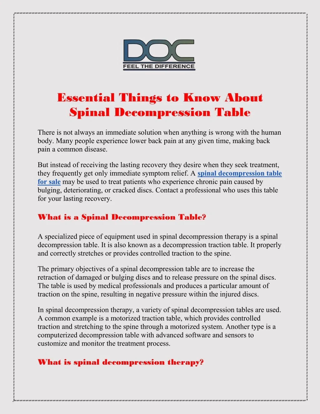 PPT - Essential Things to Know About Spinal Decompression Table ...
