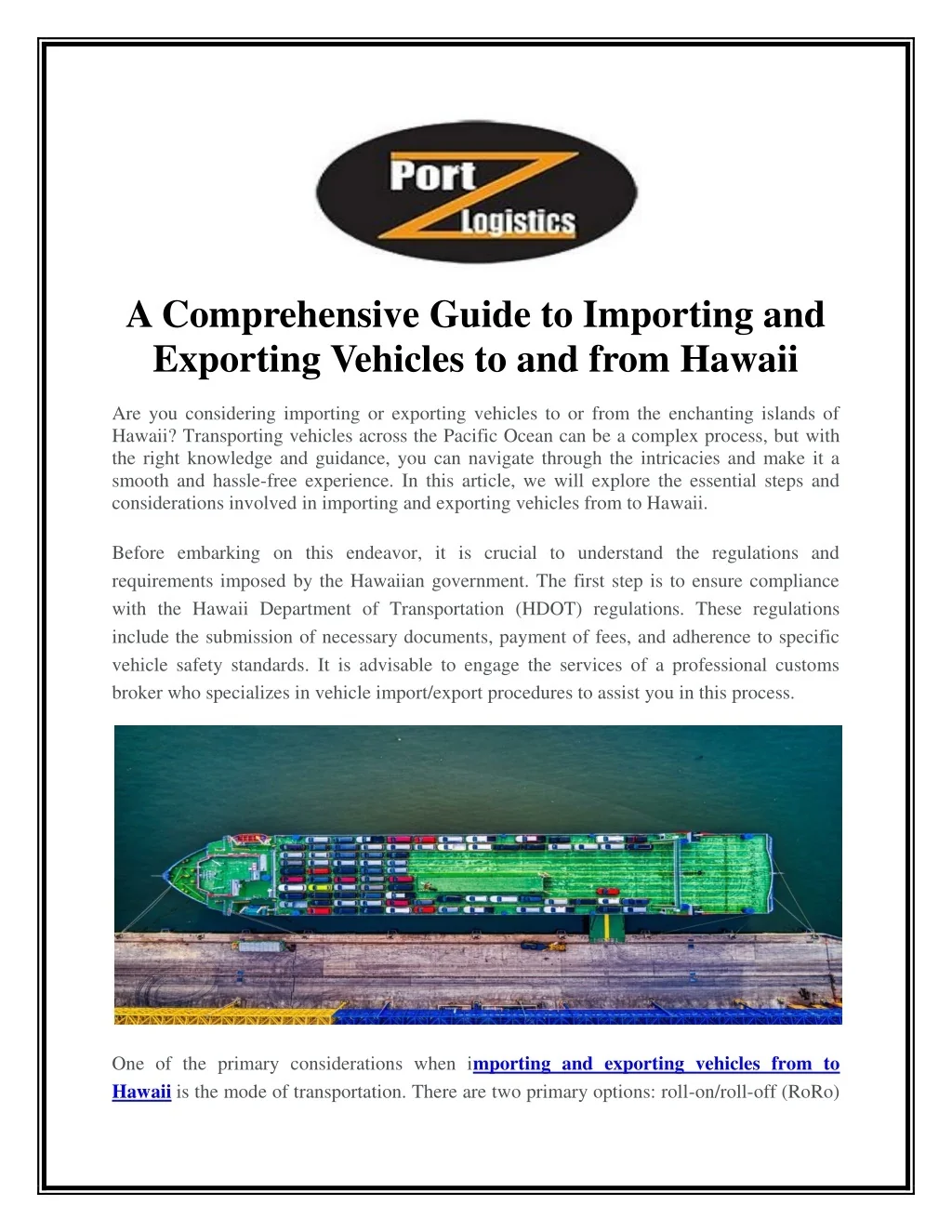 PPT - A Comprehensive Guide to Importing and Exporting Vehicles to and ...