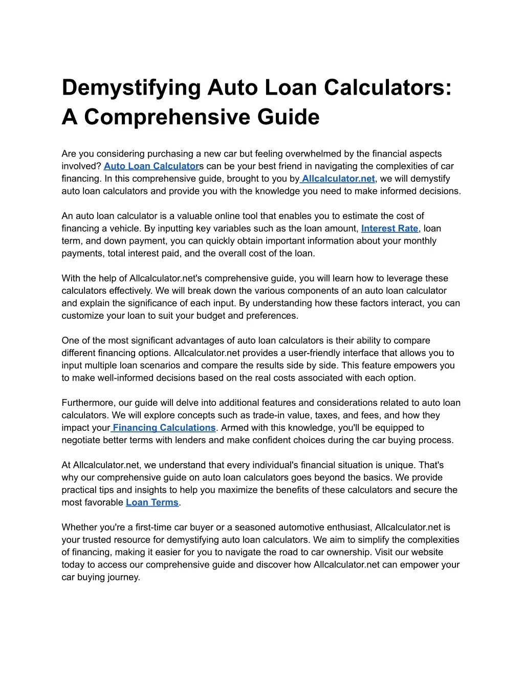 PPT - Demystifying Auto Loan Calculators_ A Comprehensive Guide ...