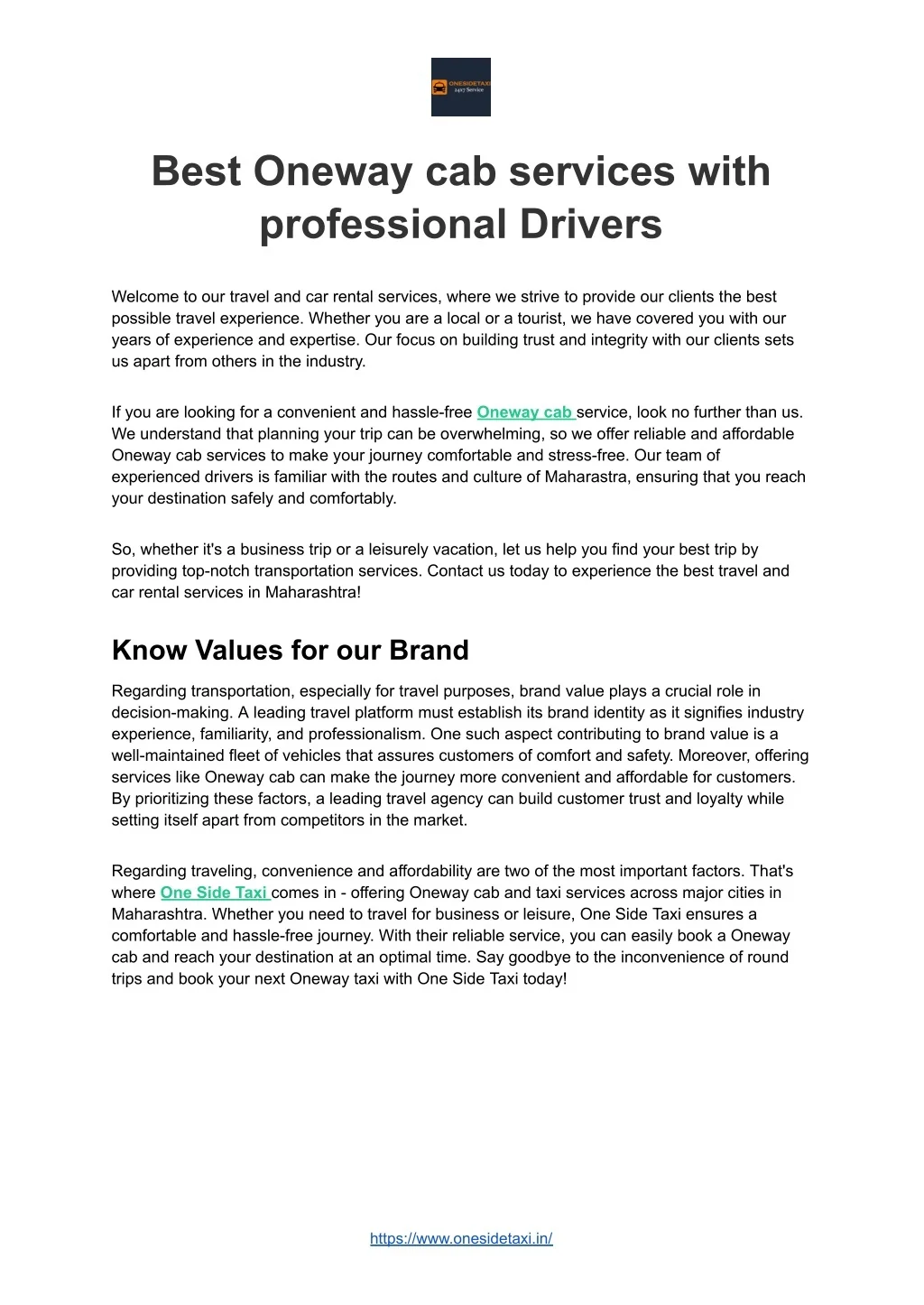 PPT - Best Oneway cab services with professional Drivers PowerPoint ...