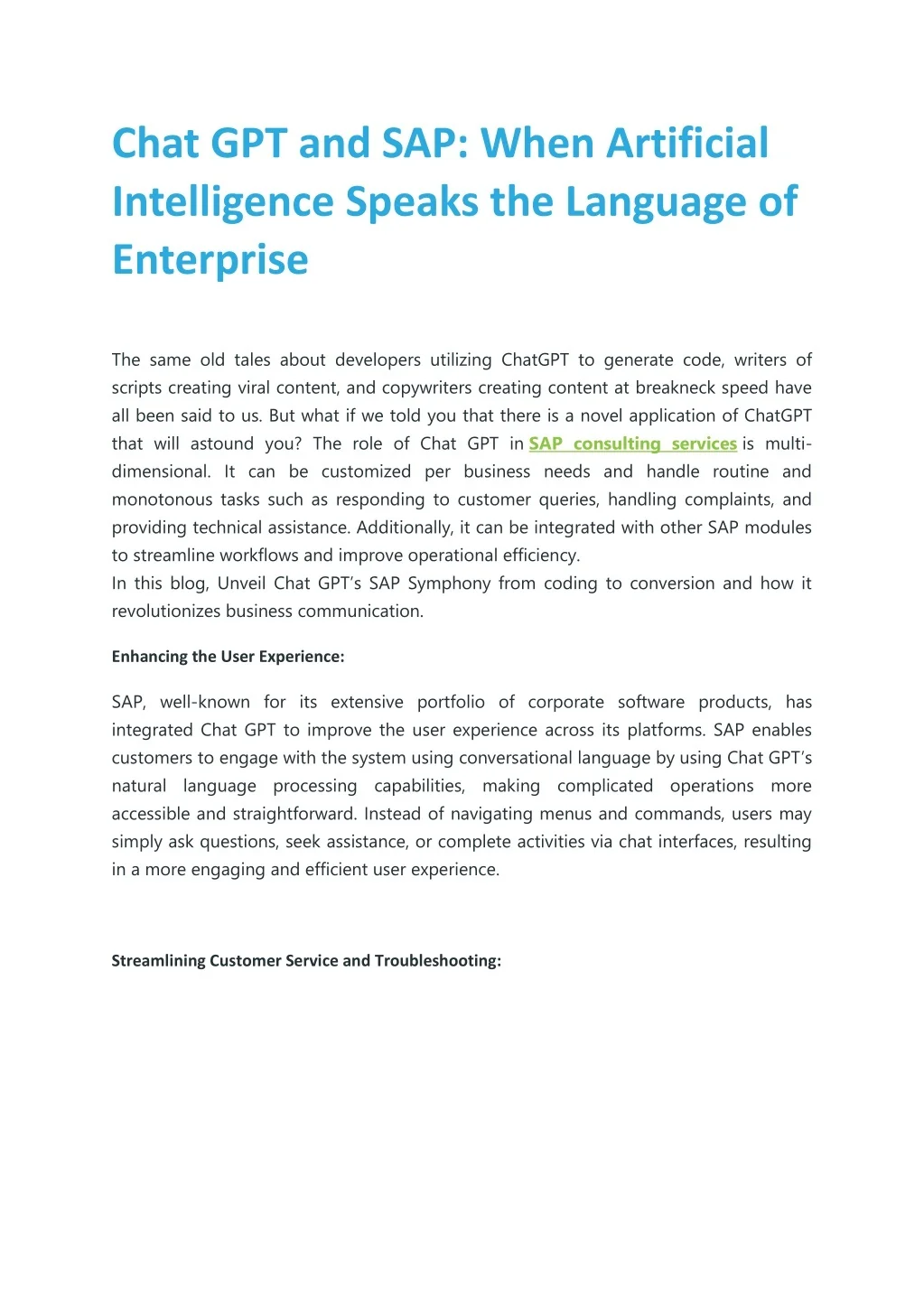 PPT - Chat GPT and SAP: When Artificial Intelligence Speaks the ...