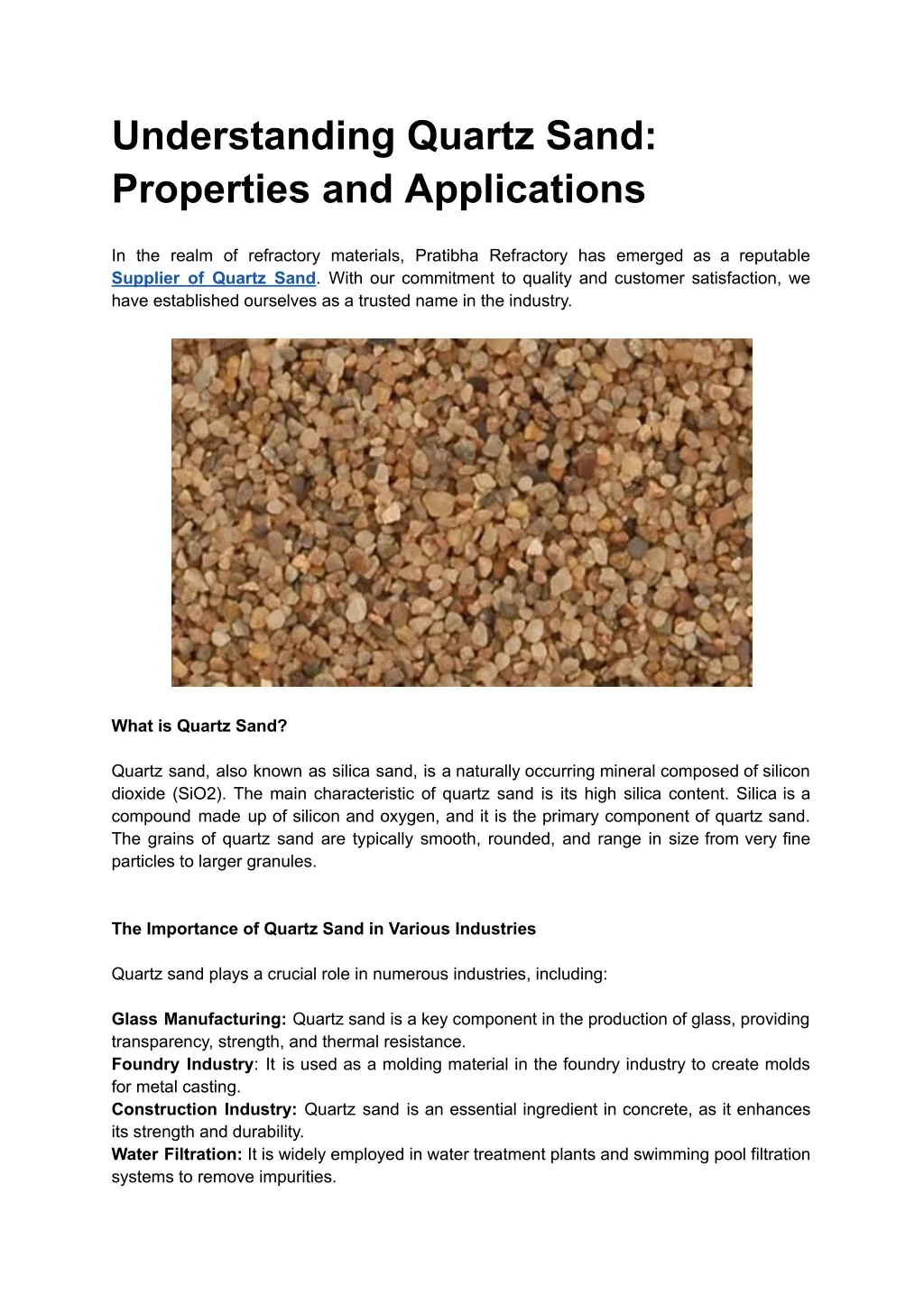 PPT - Understanding Quartz Sand: Properties and Applications PowerPoint ...