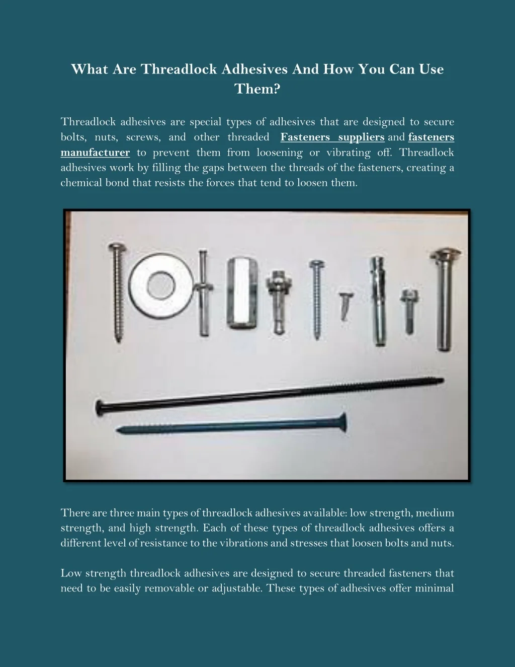PPT - What Are Threadlock Adhesives And How You Can Use Them PowerPoint ...