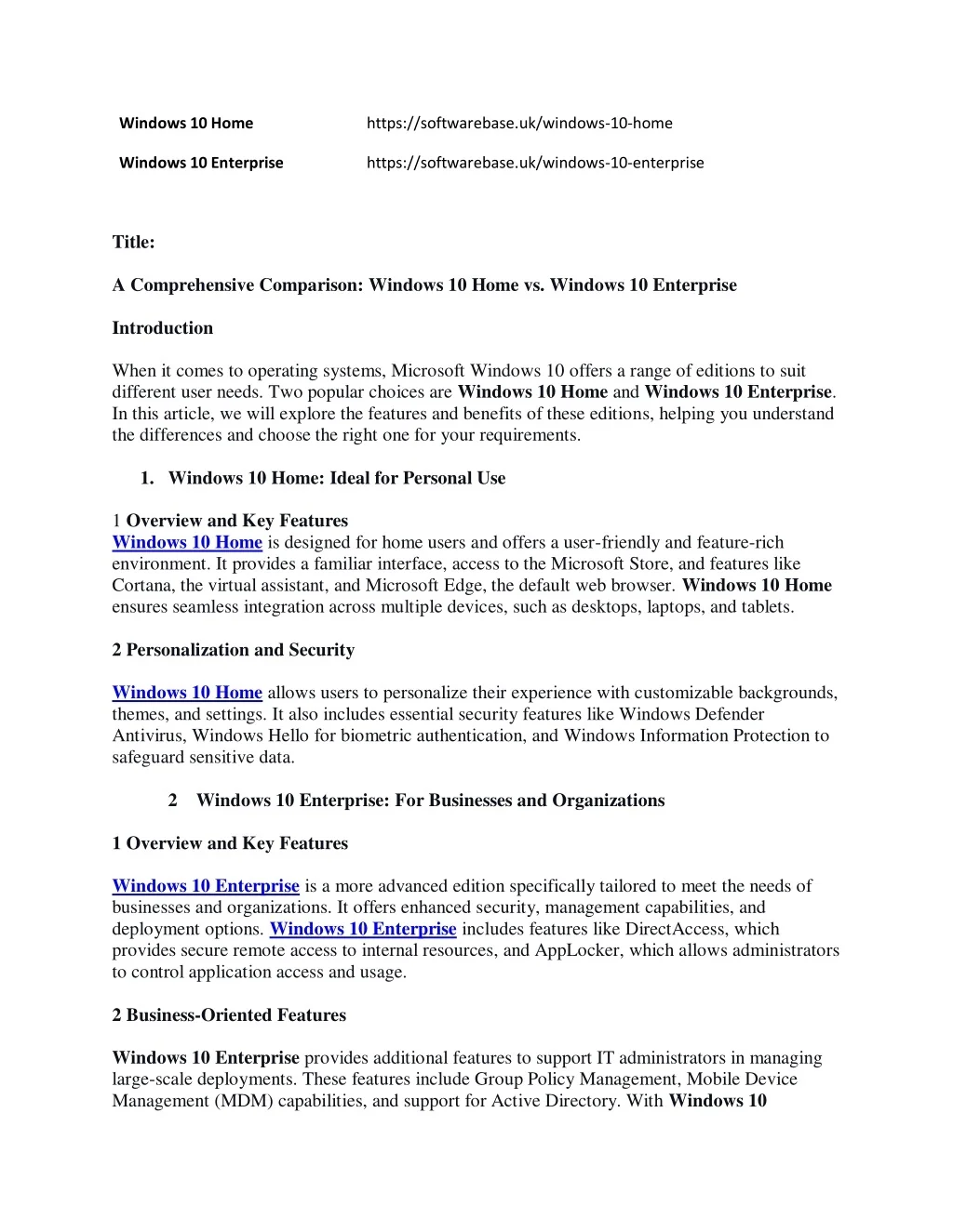 PPT - A Comprehensive Comparison Windows 10 Home vs. Windows 10 ...