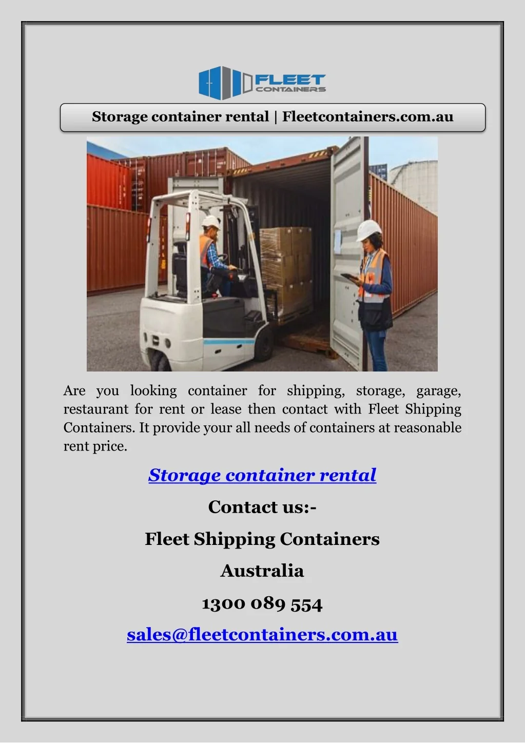 PPT - Storage container rental | Fleetcontainers.com.au PowerPoint ...