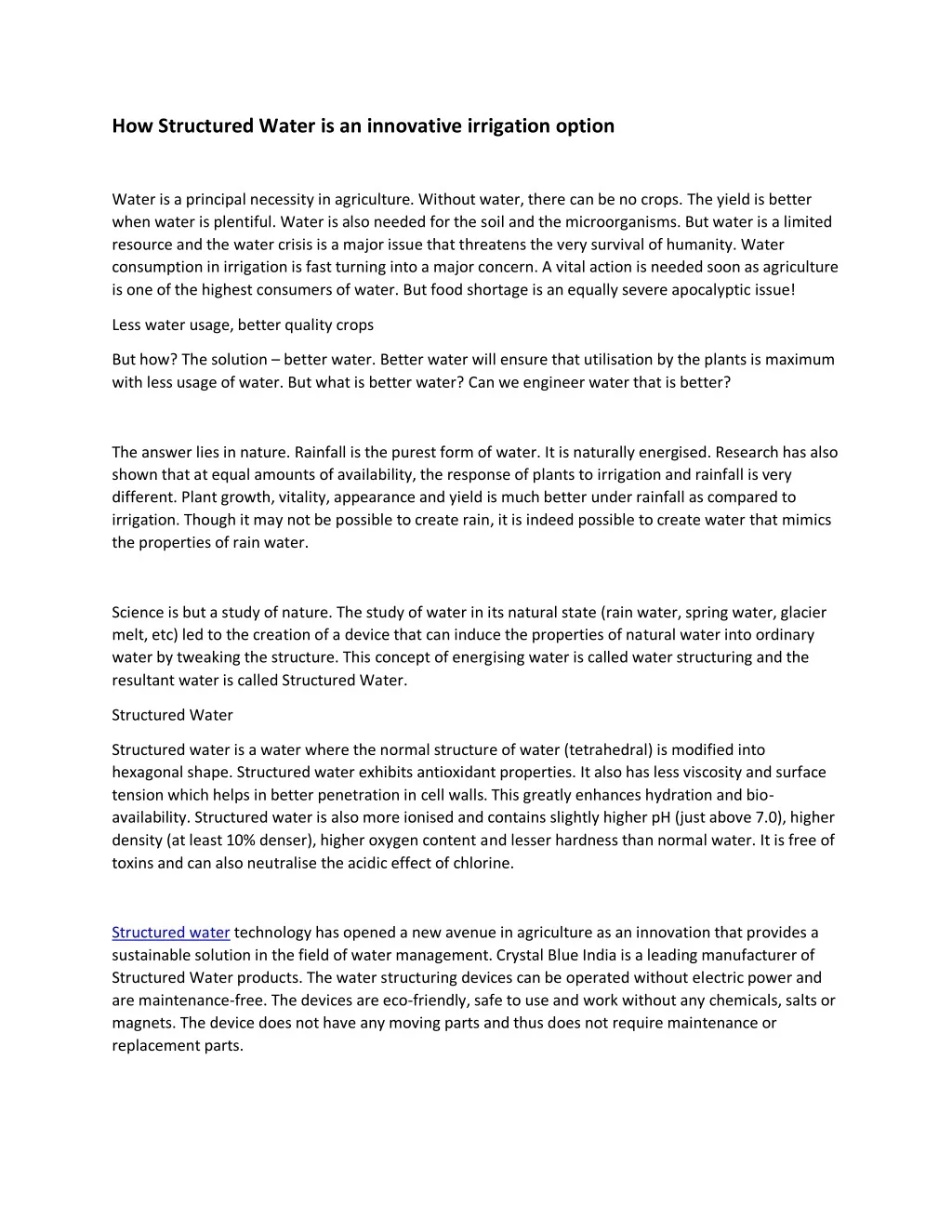 PPT - How Structured Water is an innovative irrigation option ...