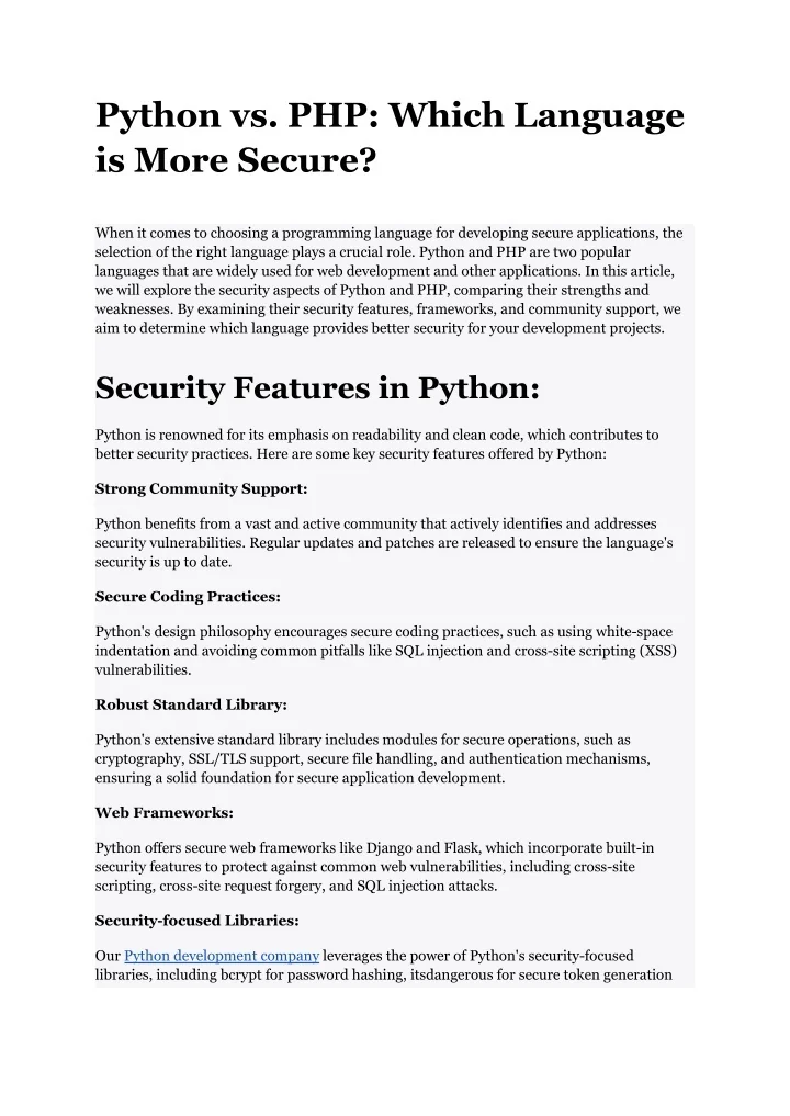 PPT Python Vs PHP Which Language Is More Secure PowerPoint