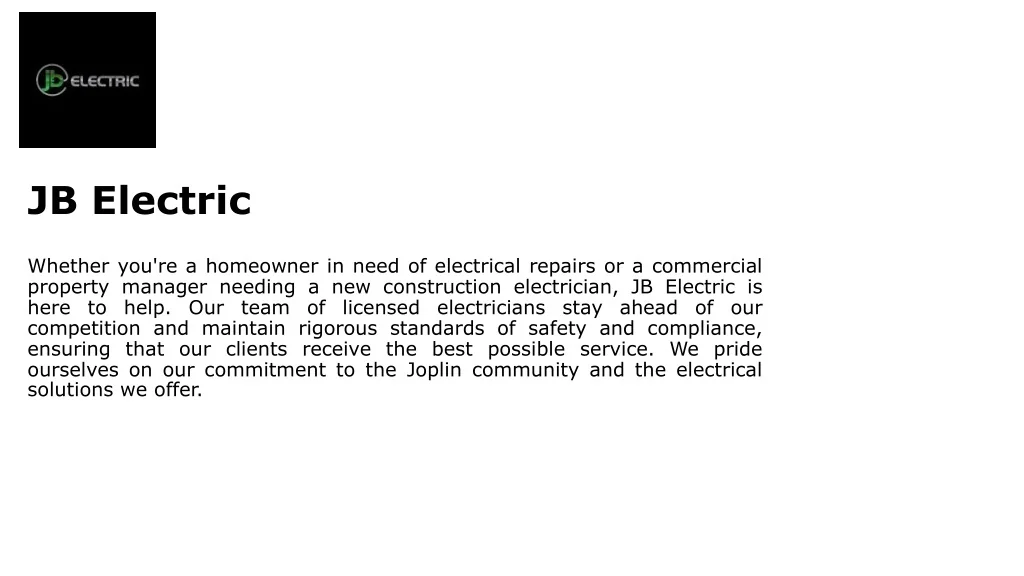 PPT - JB Electric PowerPoint Presentation, free download - ID:12310998