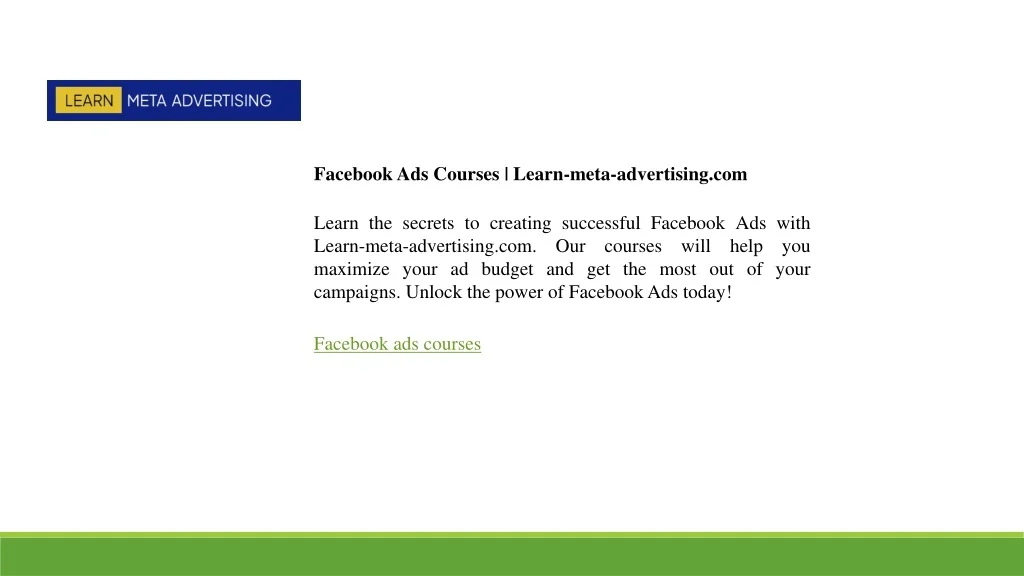 PPT - Facebook Ads Courses Learn-meta-advertising.com PowerPoint ...