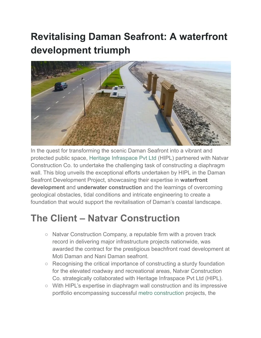 PPT - HIPL X Daman Seafront: Diaphragm Wall for waterfront development PowerPoint Presentation ...