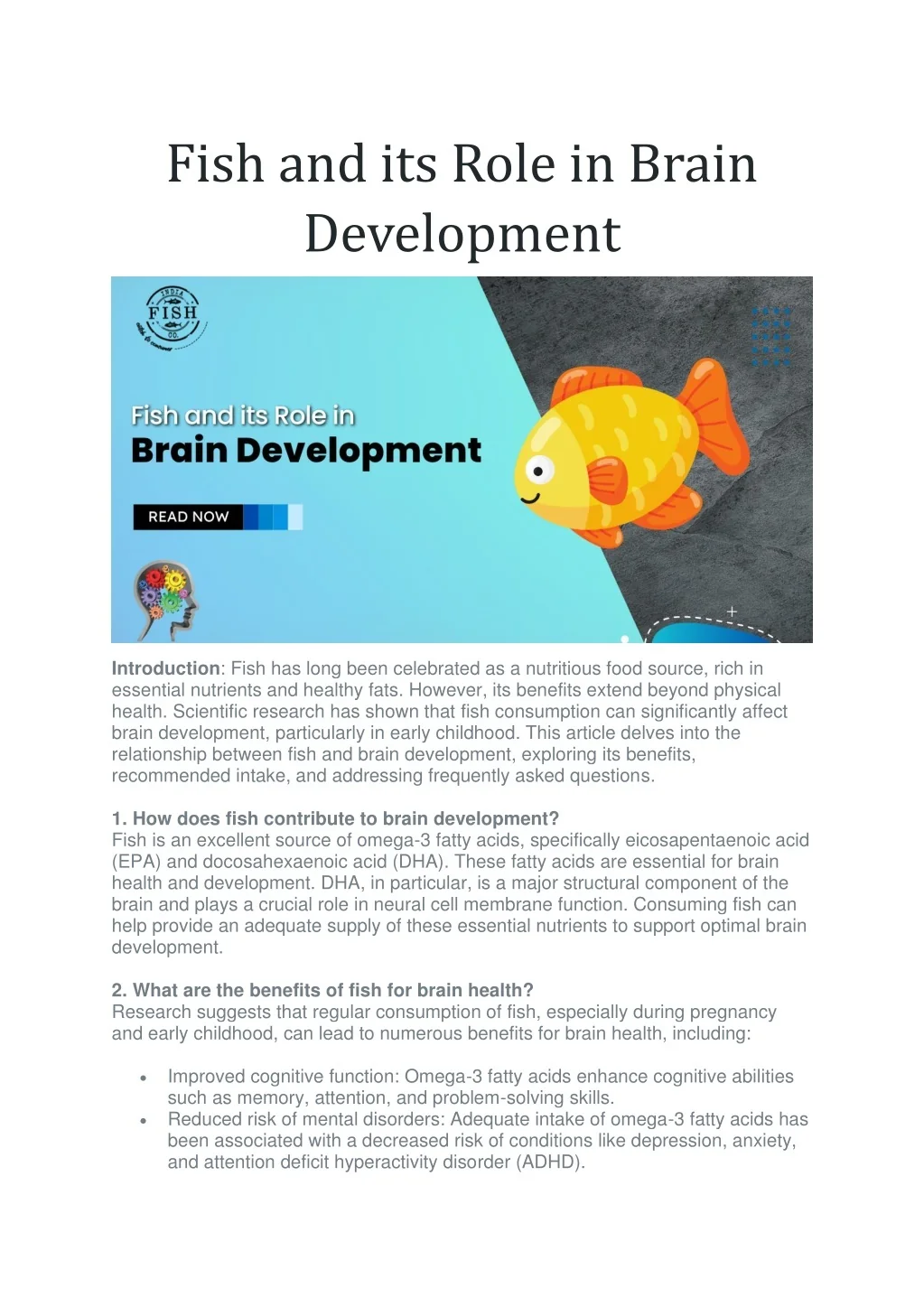 PPT - Fish and its Role in Brain Development PowerPoint Presentation ...