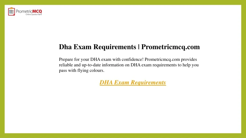 PPT - Dha Exam Requirements Prometricmcq.com PowerPoint Presentation ...