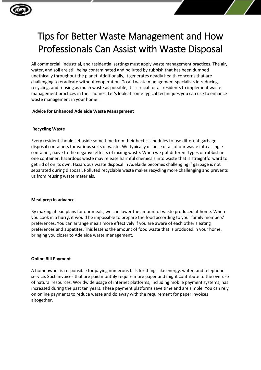 PPT - Tips for Better Waste Management and How Professionals Can Assist with Waste Disposal ...