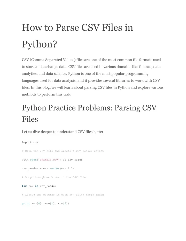 PPT How To Parse CSV Files In Python PowerPoint Presentation Free