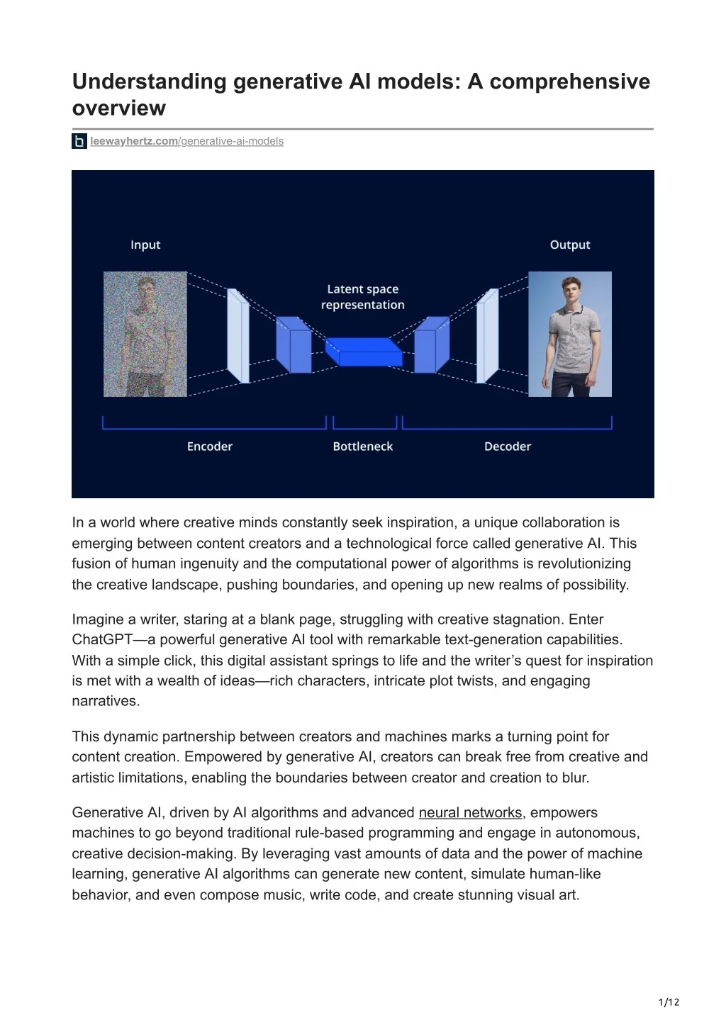 PPT - leewayhertz.com-Understanding generative AI models A comprehensive overview PowerPoint ...
