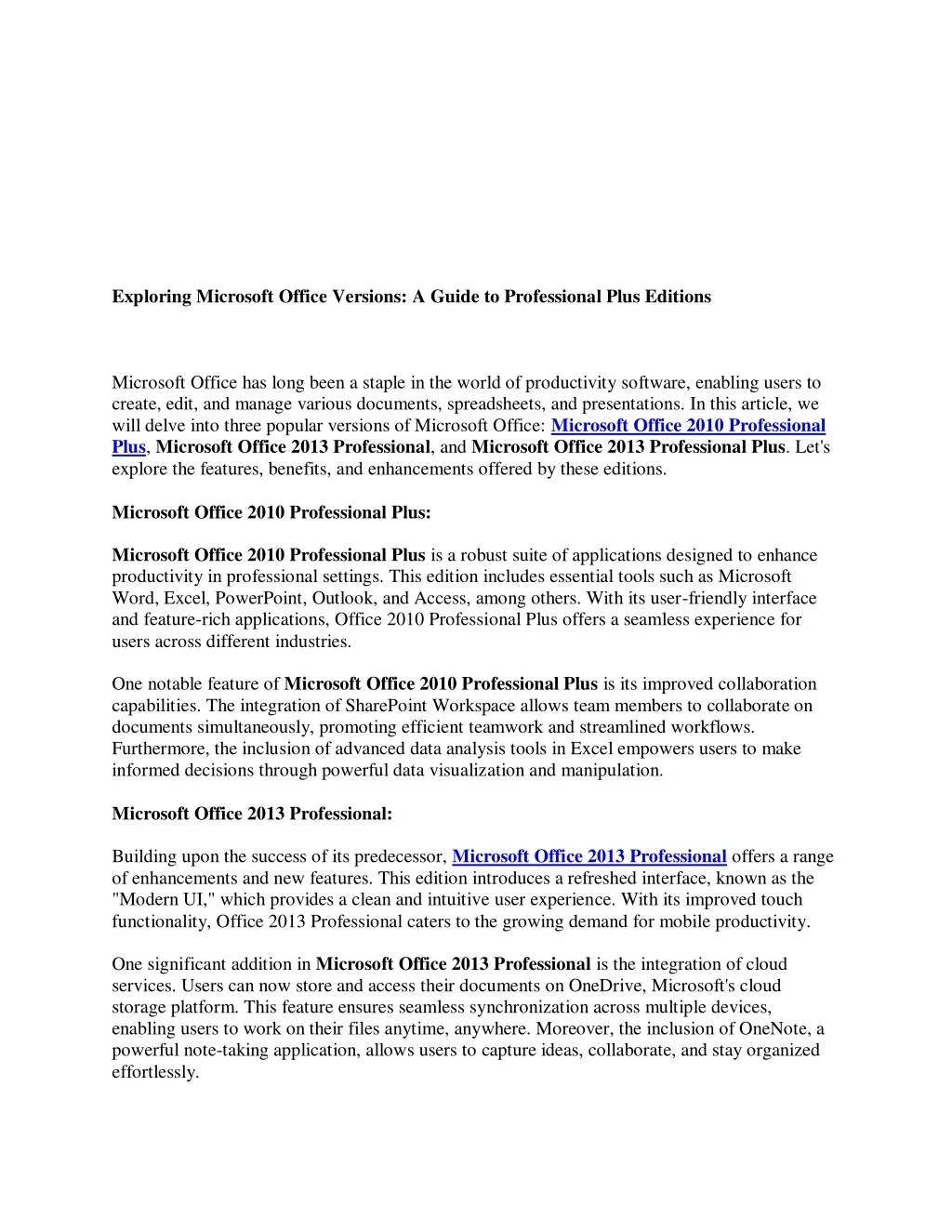 PPT - Exploring Microsoft Office Versions: A Guide to Professional Plus ...