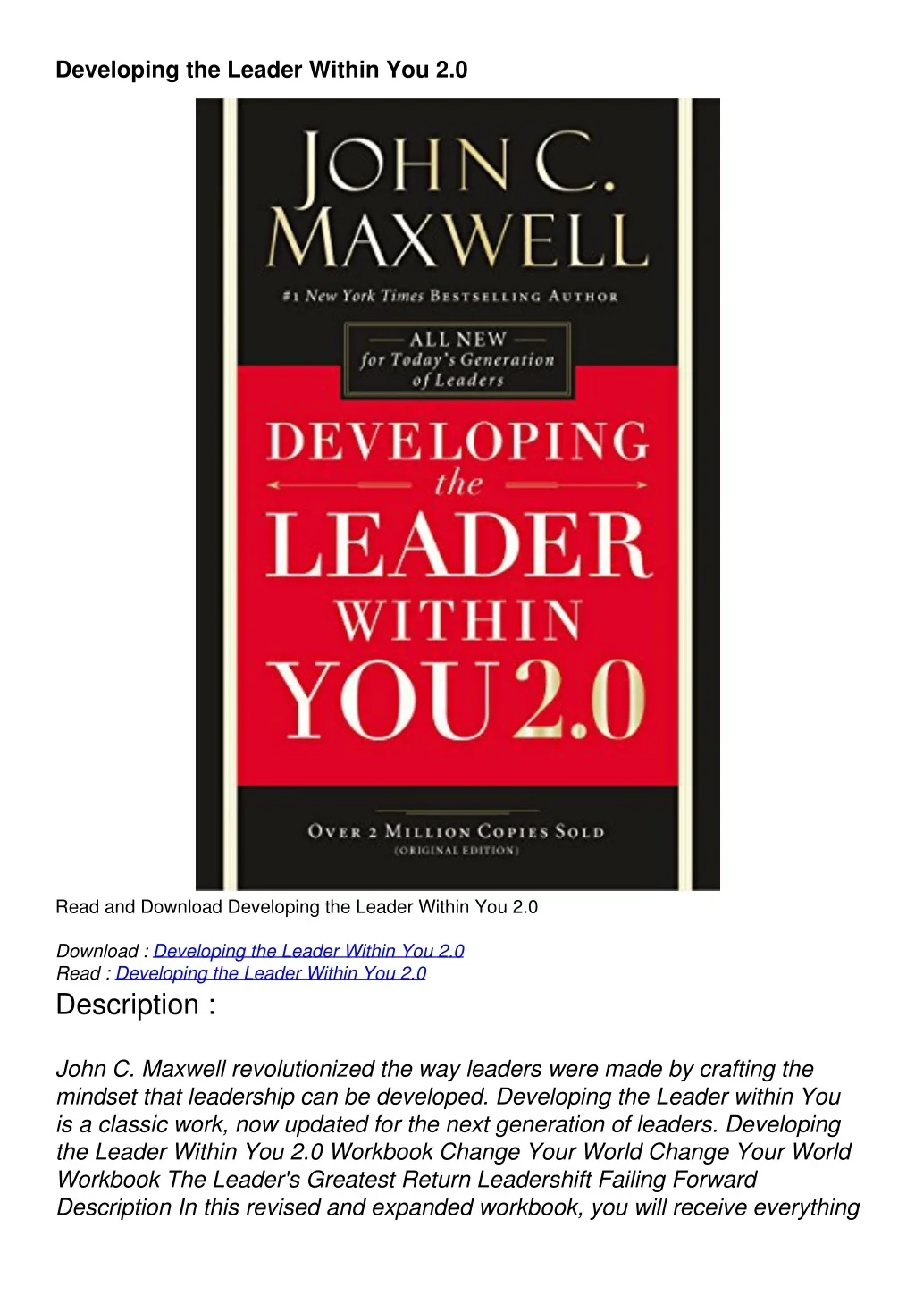 PPT - pdf_ Developing the Leader Within You 2.0 PowerPoint Presentation ...