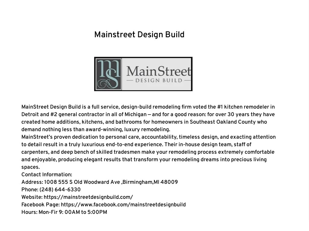 PPT - Mainstreet Design Build PowerPoint Presentation, free download ...