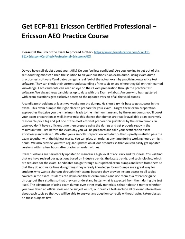 PPT - Get ECP-811 Ericsson Certified Professional – Ericsson AEO ...