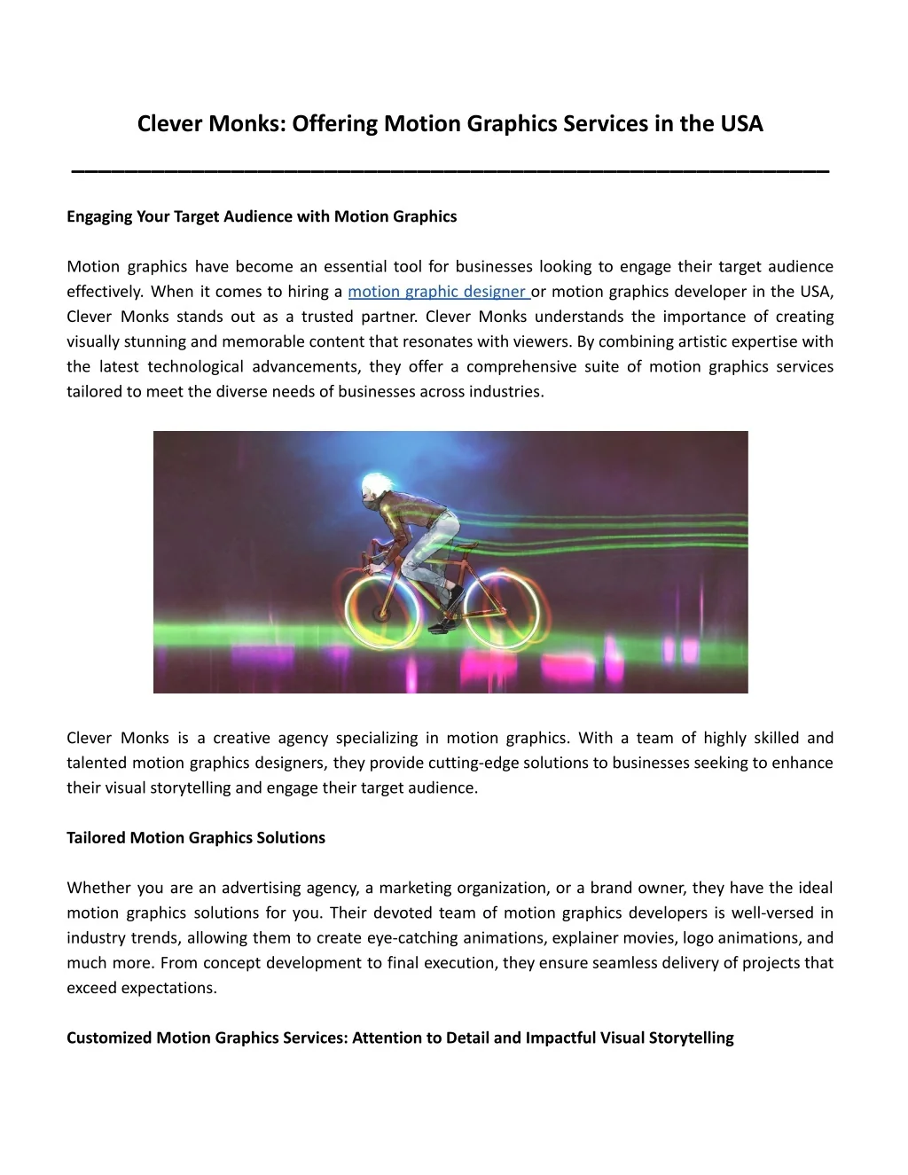 PPT - Clever Monks: Offering Motion Graphics Services in the USA PowerPoint Presentation - ID ...