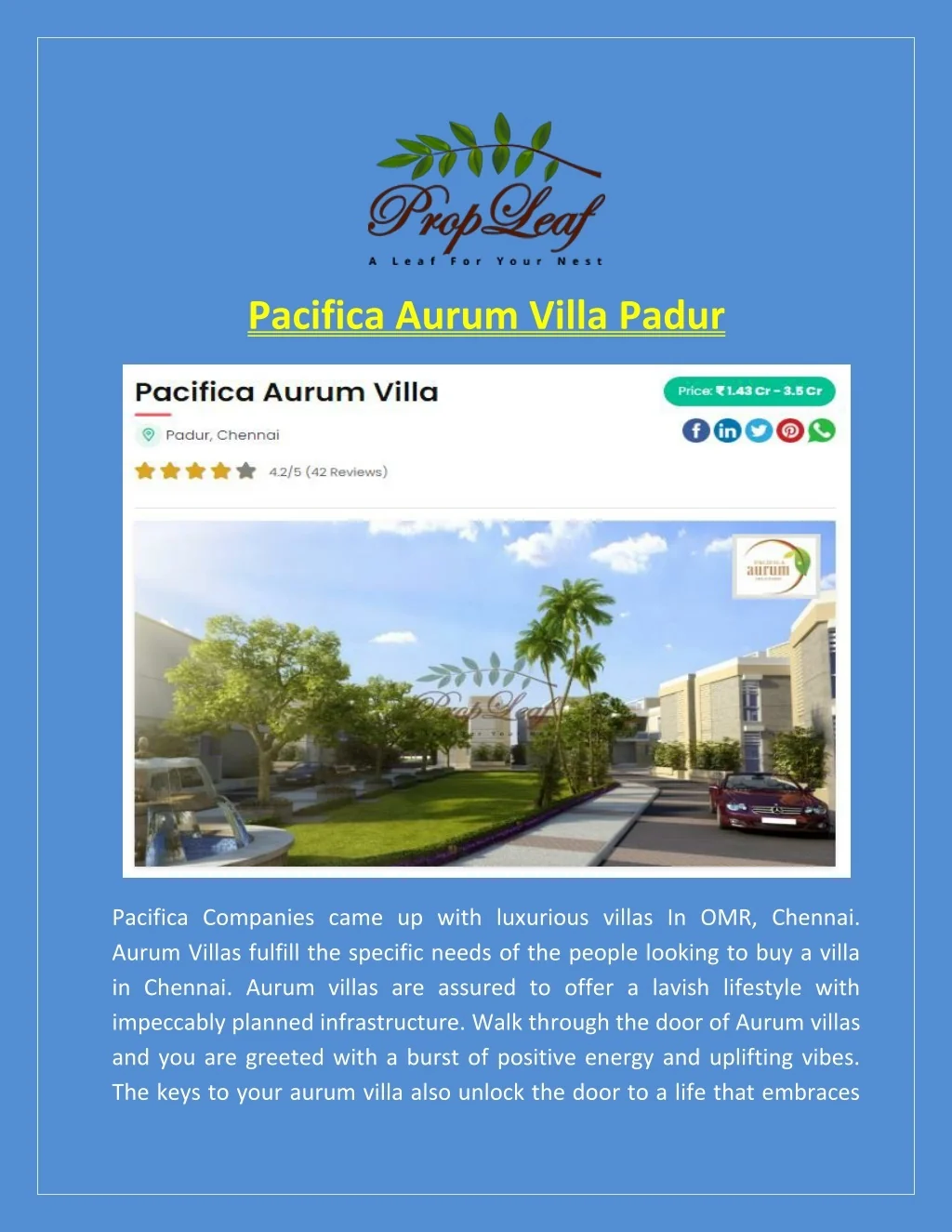 PPT - Pacifica Aurum Villa Padur PowerPoint Presentation, free download - ID:12325228