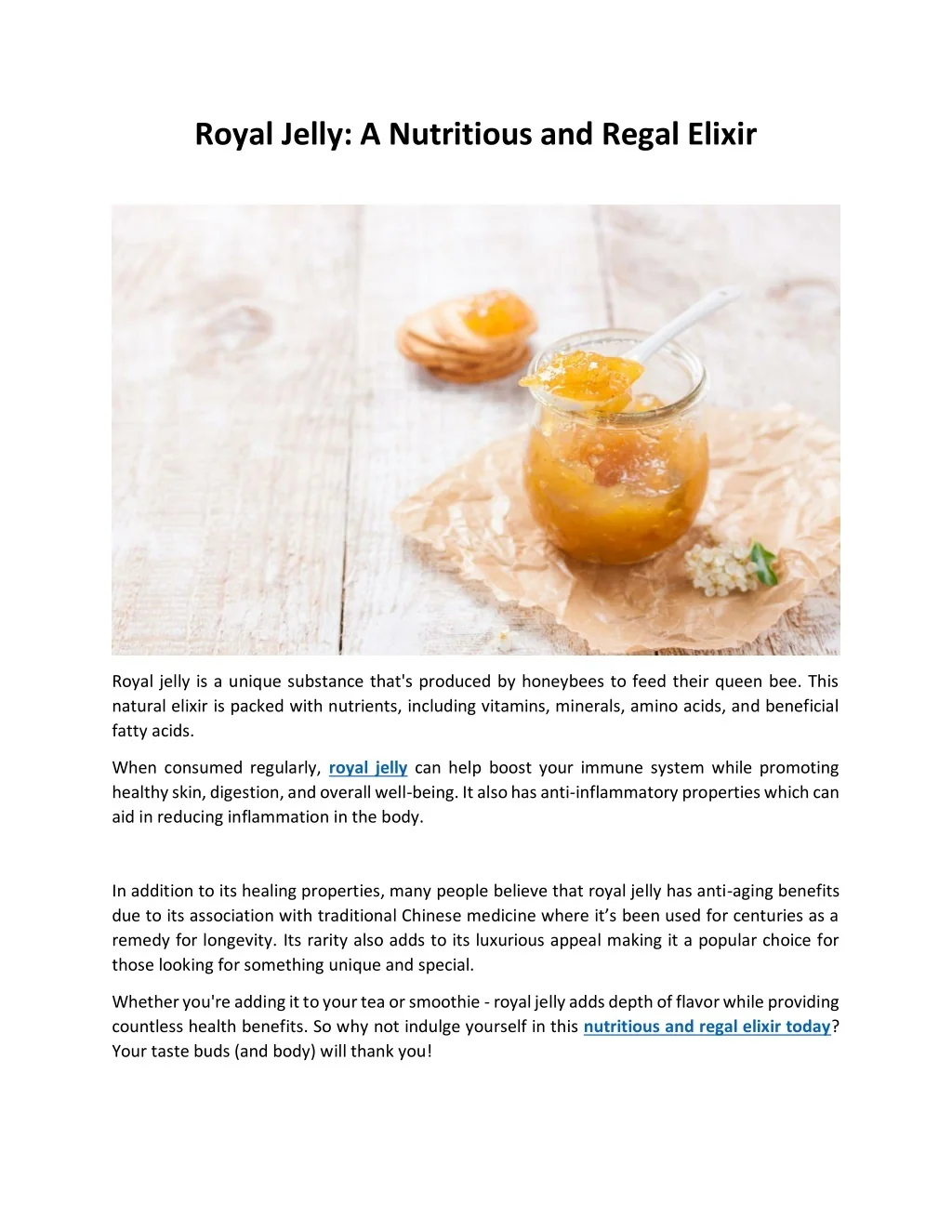 PPT - Royal Jelly: A Nutritious and Regal Elixir PowerPoint ...