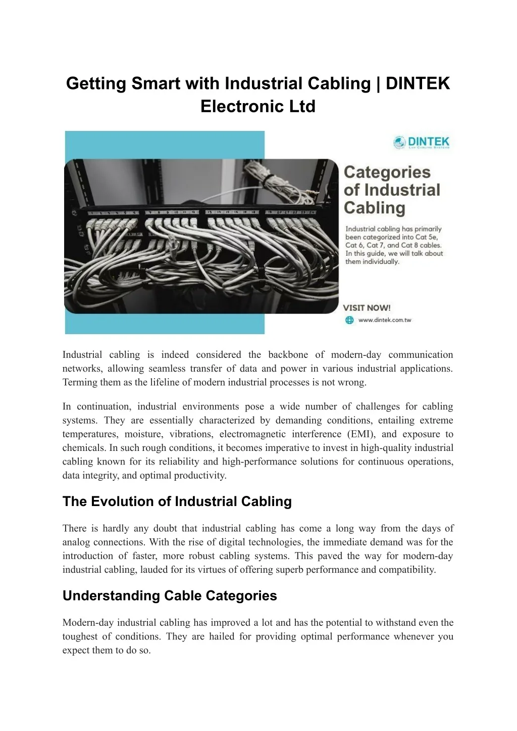 PPT - Getting Smart with Industrial Cabling | DINTEK Electronic Ltd PowerPoint Presentation - ID ...