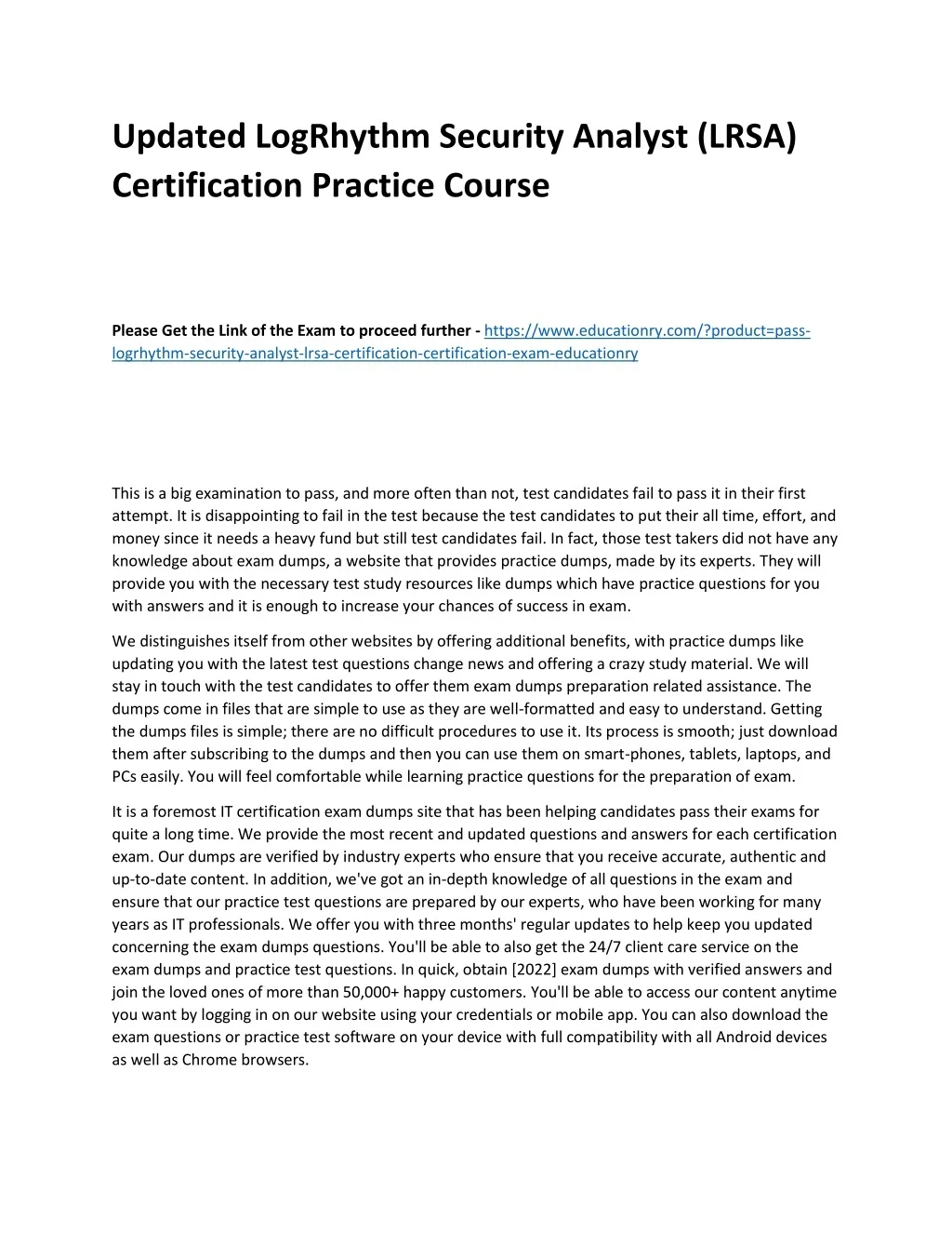 PPT - Updated LogRhythm Security Analyst (LRSA) Certification Practice ...