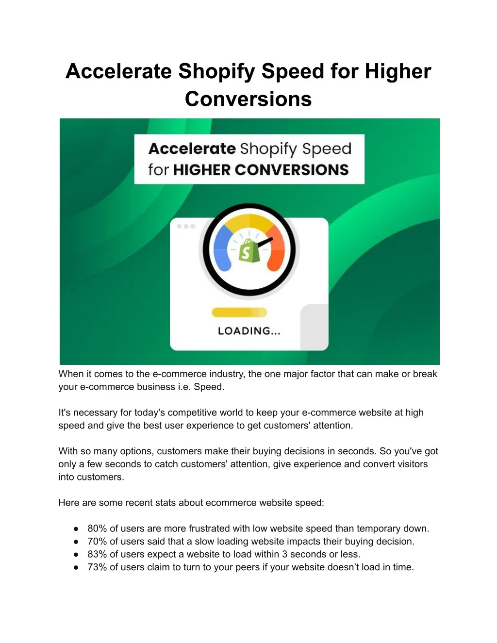 PPT - Accelerate Shopify Speed for Higher Conversions PowerPoint Presentation - ID:12327069