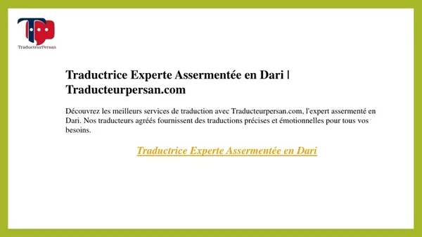 PPT - Traductrice Experte Assermentée en Dari Traducteurpersan.com ...