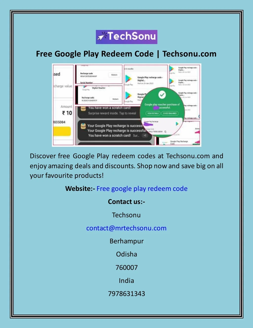 PPT - Free Google Play Redeem Code Techsonu PowerPoint Presentation ...