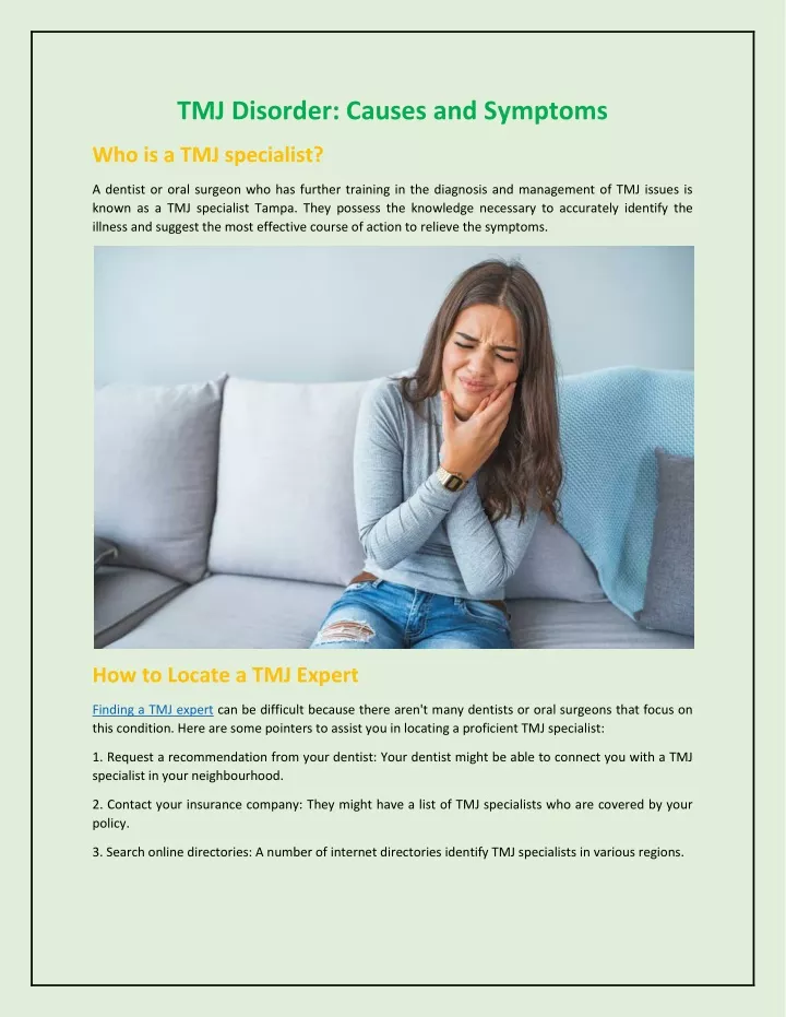 Ppt Tmj Disorder Causes And Symptoms Powerpoint Presentation Free