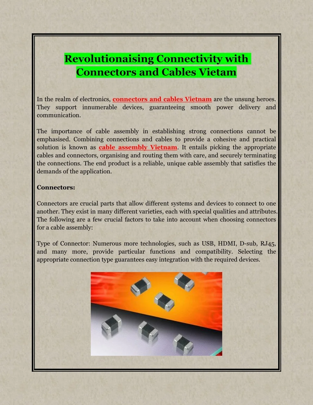 PPT - Revolutionaising Connectivity with Connectors and Cables Vietam ...