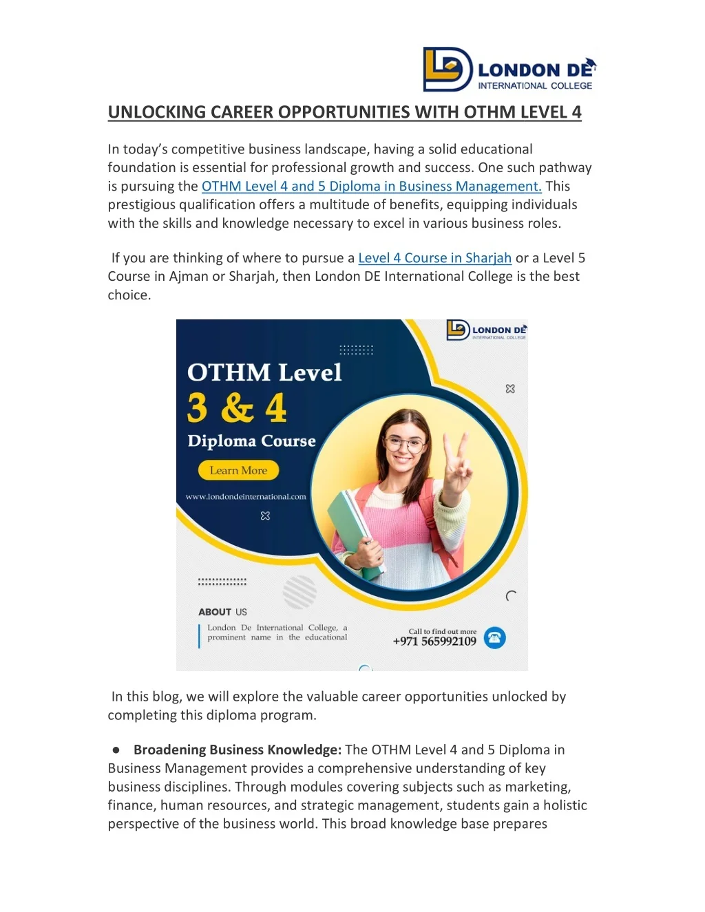 PPT - UNLOCKING CAREER OPPORTUNITIES WITH OTHM LEVEL 4 PowerPoint Presentation - ID:12334940