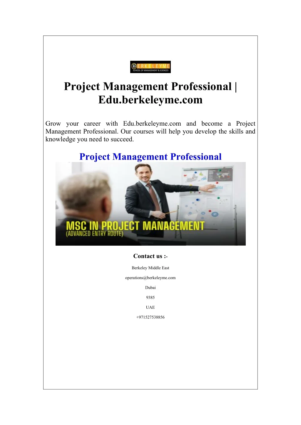 PPT - Project Management Professional Edu.berkeleyme.com PowerPoint ...