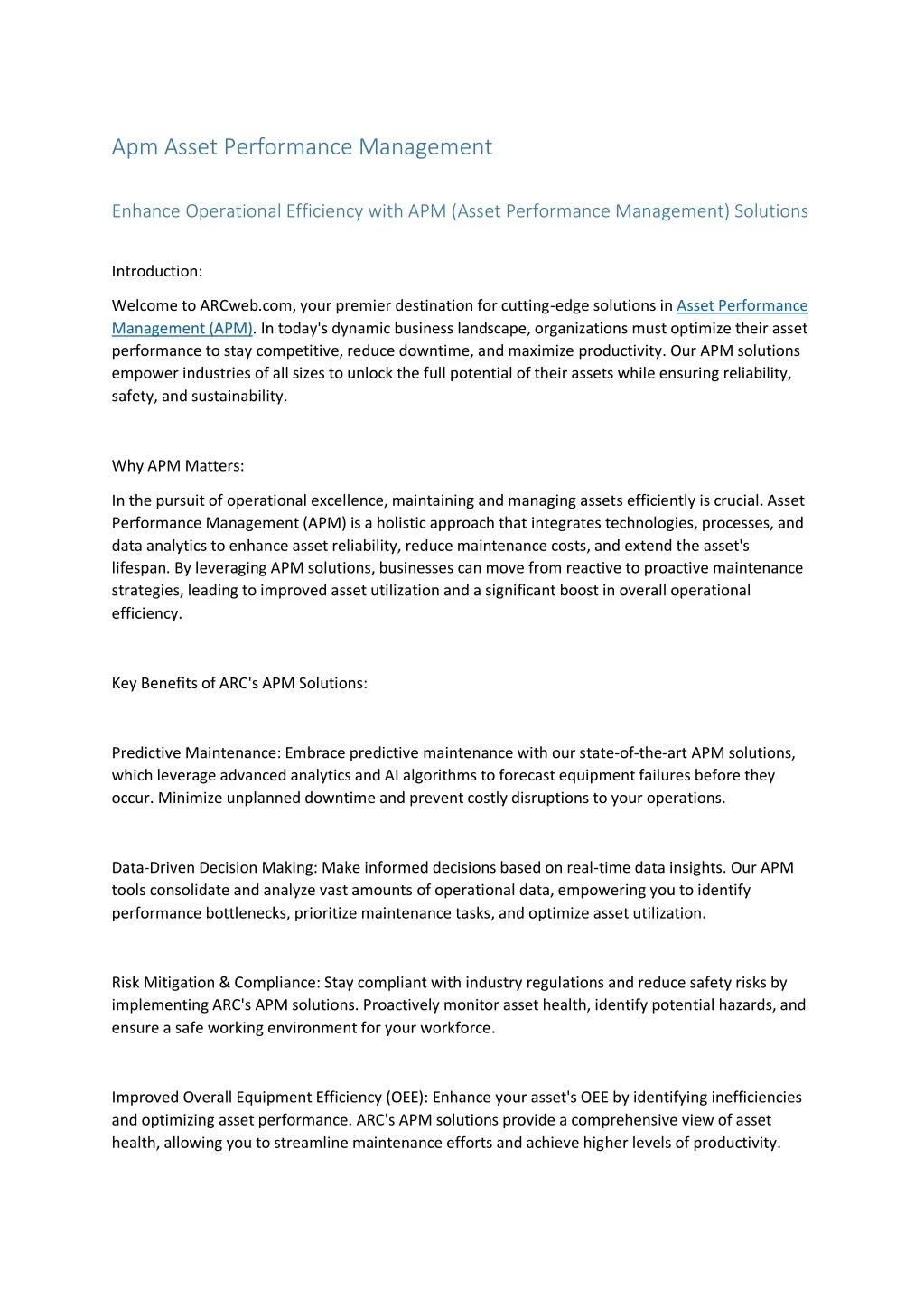 PPT - Apm Asset Performance Management PowerPoint Presentation, free ...