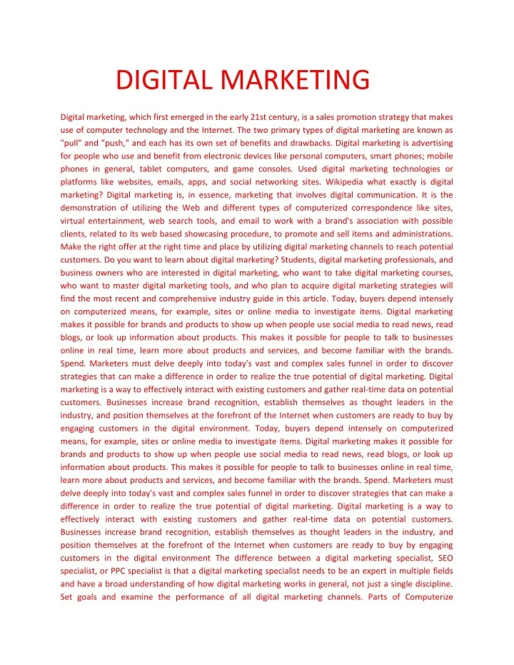 PPT - DIGITAL MARKETING PowerPoint Presentation, free download - ID ...