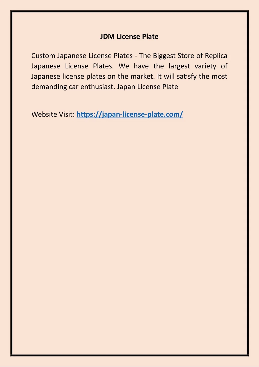 PPT - JDM License Plate PowerPoint Presentation, free download - ID ...