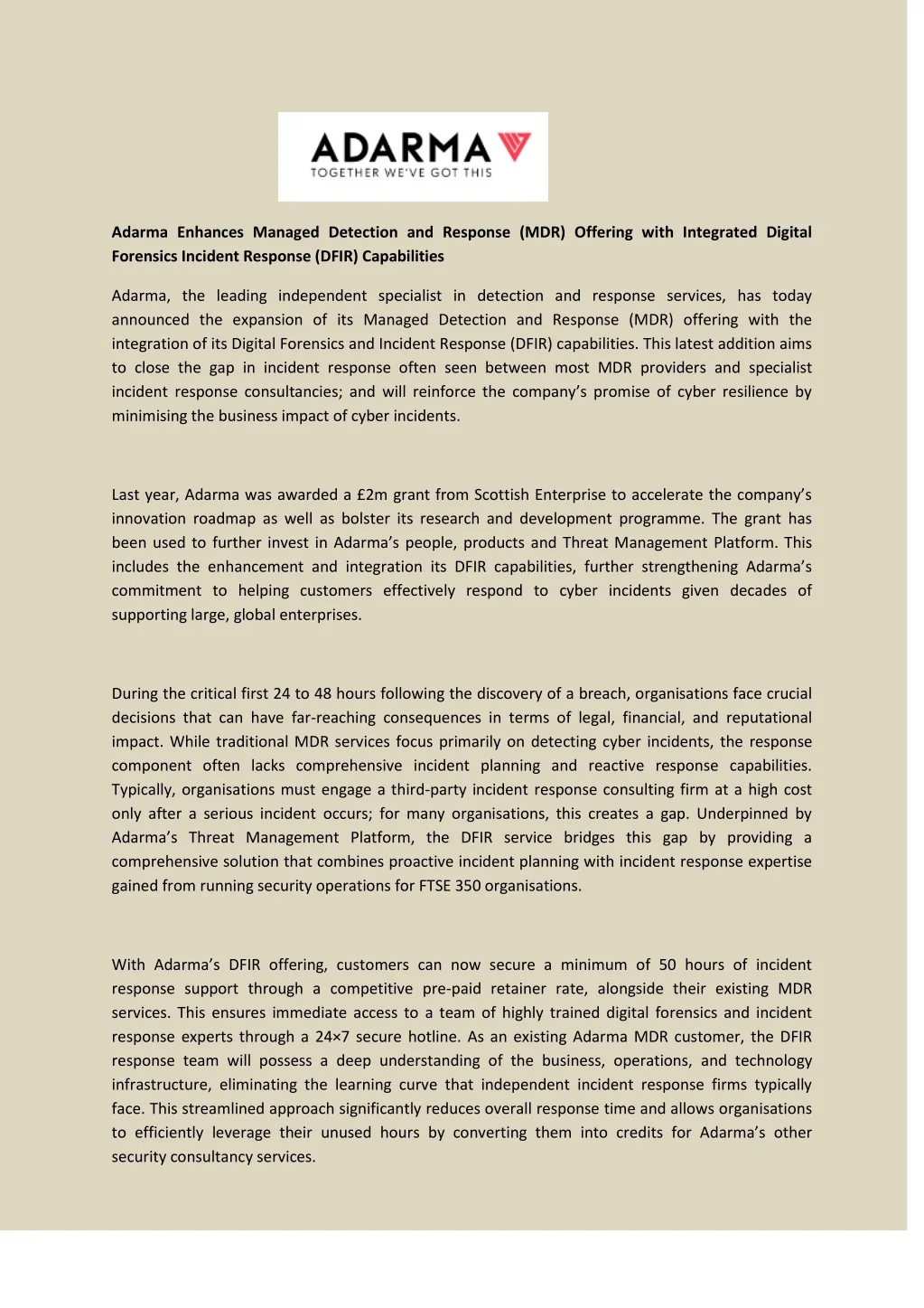 PPT - Adarma Enhances Managed Detection and Response (MDR) Offering ...