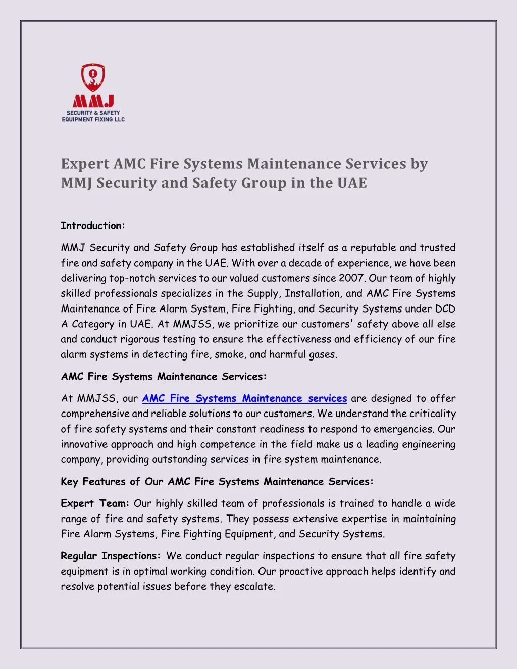 PPT - AMC Fire Systems Maintenance Services PowerPoint Presentation ...